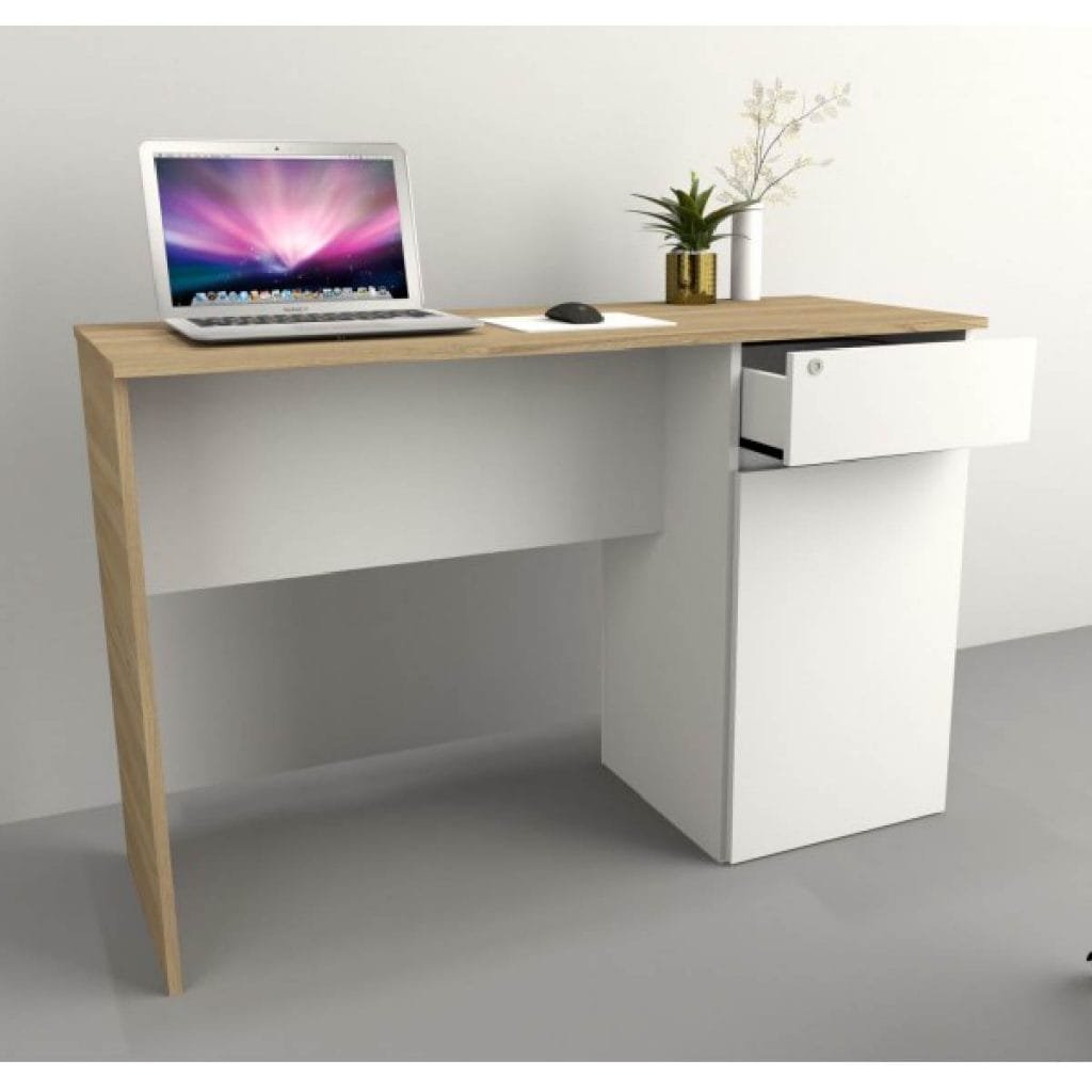 ESCRITORIO 110CM 2 CAJONES MESINA COLOR HICKORY / BLANCO – Muebleriapapa